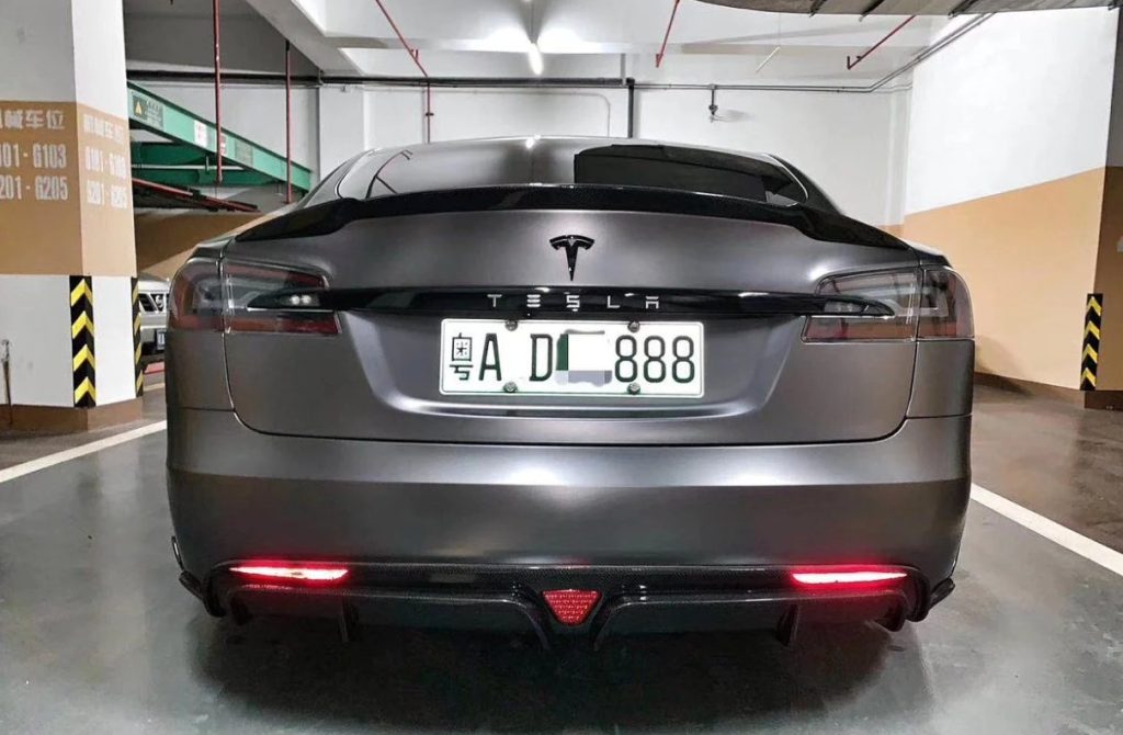 CMST - TESLA MODEL S CARBON FIBRE REAR DIFFUSER WITH LED BRAKE LIGHT ...